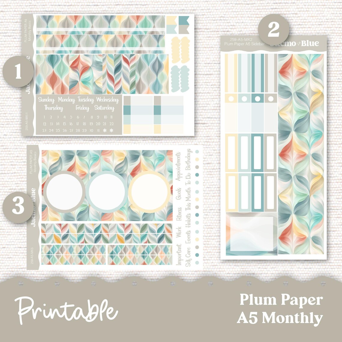 Plum Paper Planner PRINTABLE Monthly Stickers 8x11 7x9 A5 Print and Cut ...
