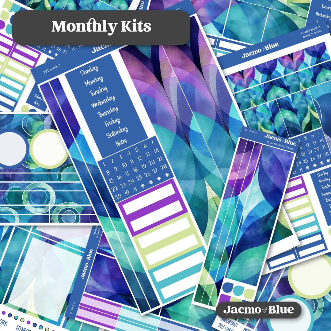 Mellow Plum Paper Monthly Sticker Kit for 8x11 7x9 A5 Planners Kit 221 ...