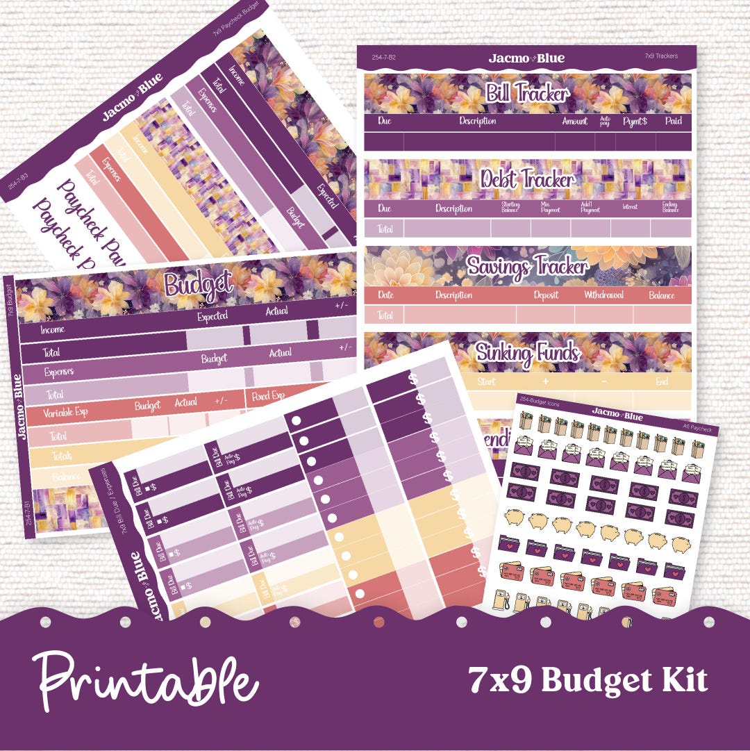 Printable 7x9 Budget Planner Sticker Kit Budget by Paycheck Trackers ...