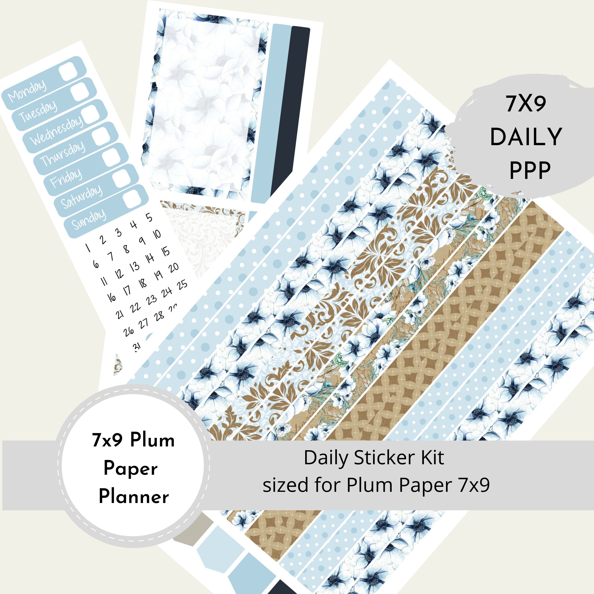 Paper & Party Supplies Paper RTS 7x9 Daily Sticker Kit sized for Plum ...