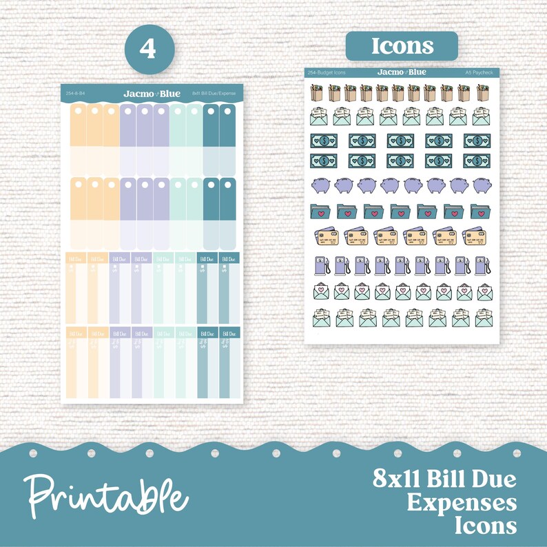 Printable 8x11 Budget Planner Sticker Kit Budget by Paycheck Trackers ...
