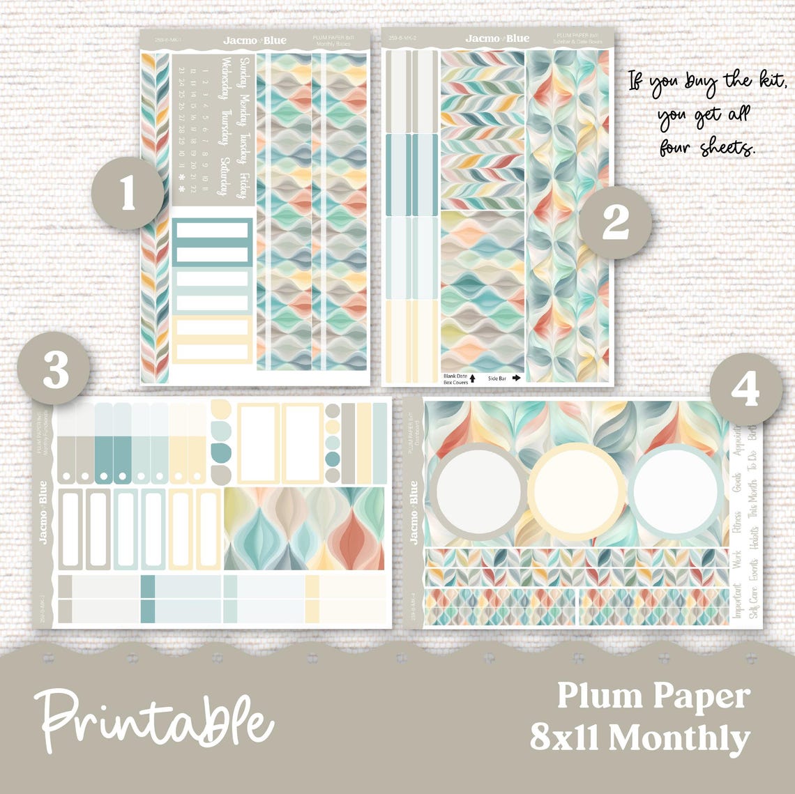 Plum Paper Planner PRINTABLE Monthly Stickers 8x11 7x9 A5 Print and Cut ...