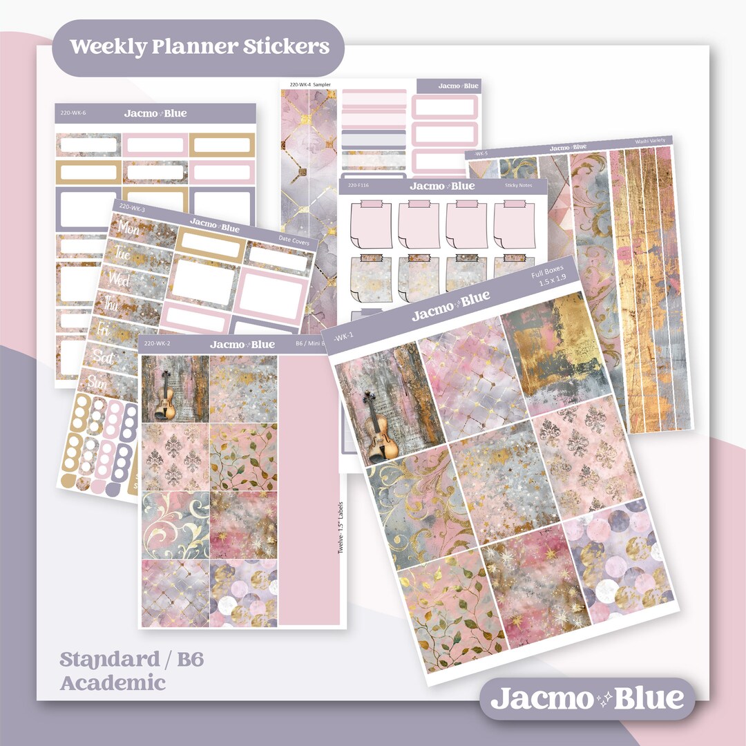 Pink Wishes Weekly Planner Sticker Kit Vertical Planner Stickers 220 - Etsy