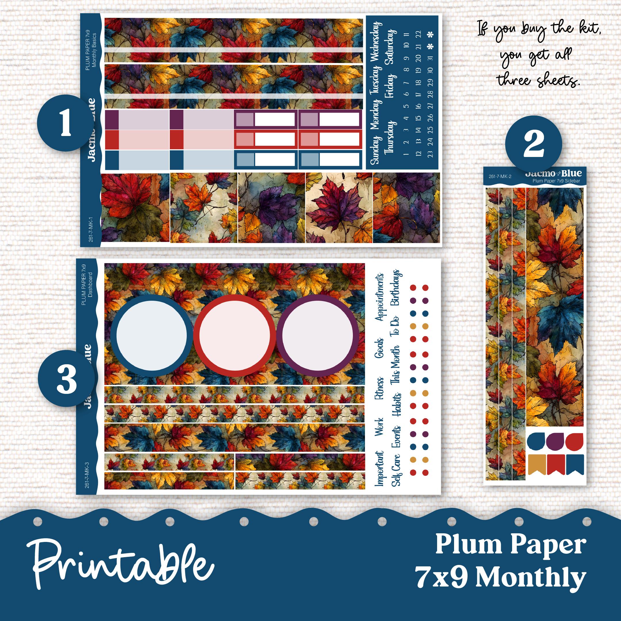 Plum Paper Planner PRINTABLE Monthly Stickers 8x11 7x9 A5 Print and Cut ...