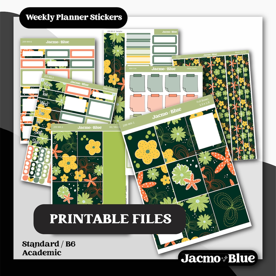 PRINTABLE Weekly Sticker Kit Standard B6 Academic Planner Stickers ...