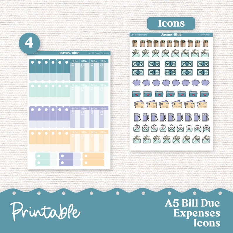 Printable A5 Budget Planner Sticker Kit Budget by Paycheck Trackers ...
