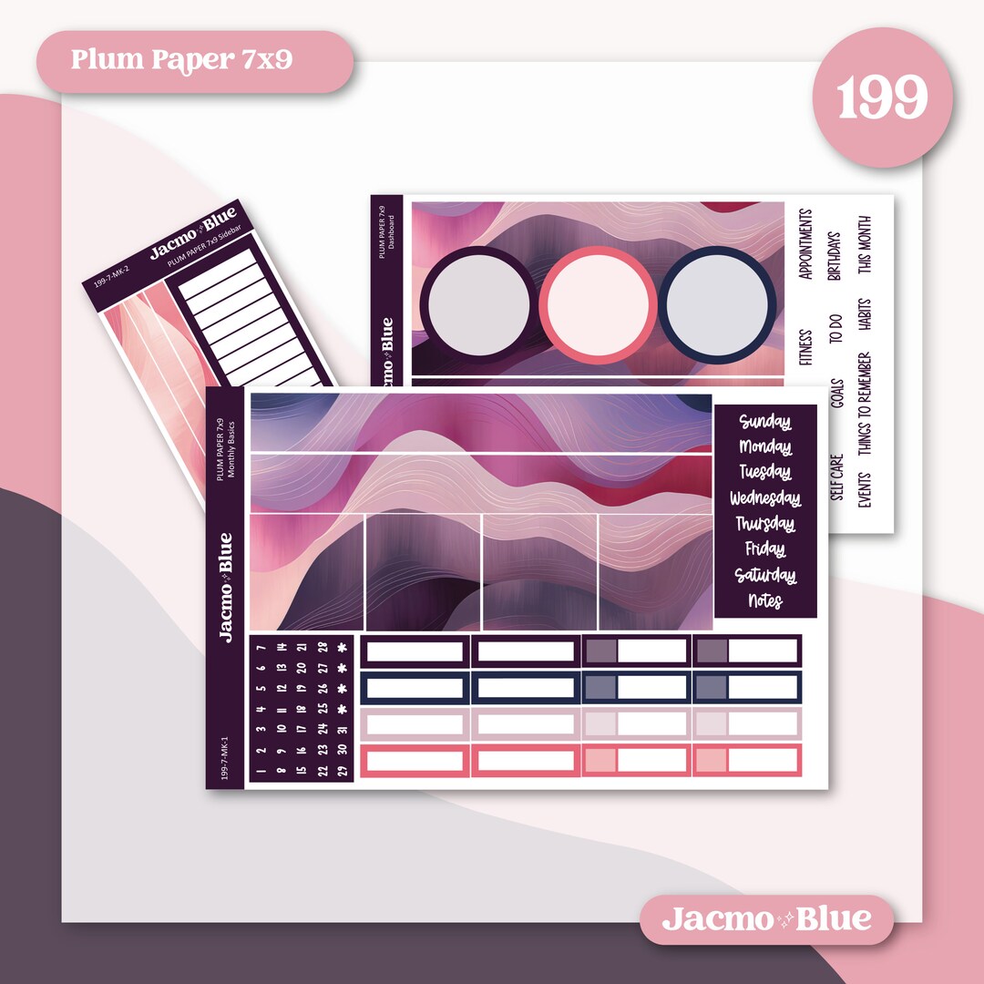 Plum Paper 7x9 Monthly & Highlights Kit Planner Stickers Kit 199 ...