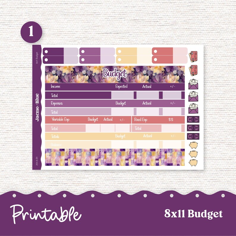 Printable 8x11 Budget Planner Sticker Kit Budget by Paycheck Trackers ...