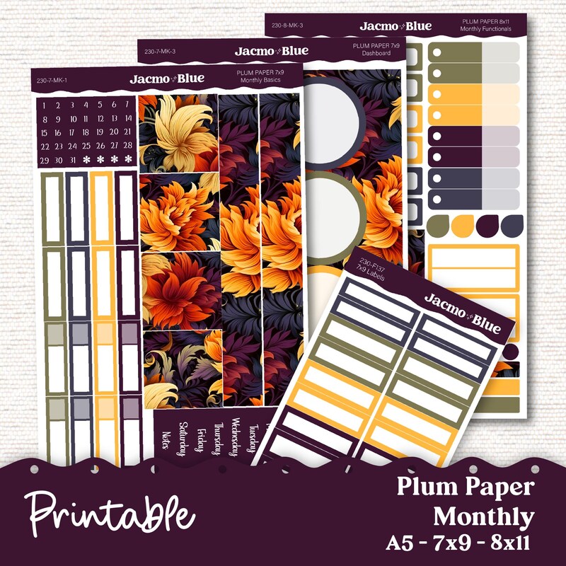 Plum Paper Month Stickers - Etsy