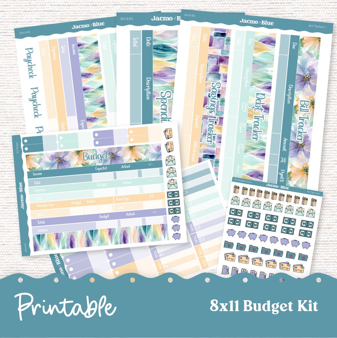 Printable 8x11 Budget Planner Sticker Kit Budget by Paycheck Trackers ...