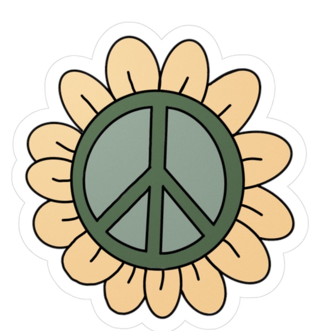 Sunflower Peace Sign Vinyl Decal - Etsy