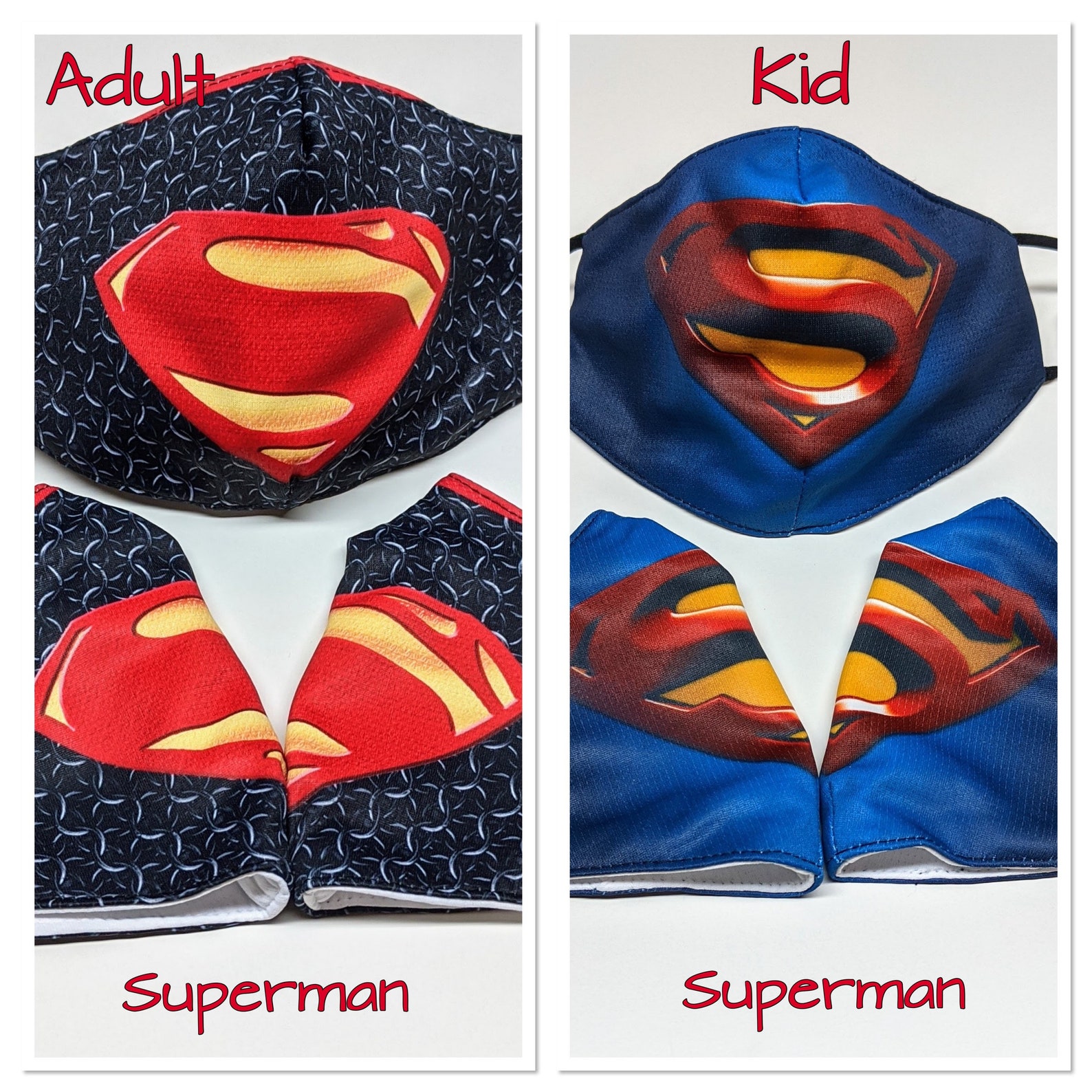 Father-son Superhero Halloween 3 Layer Face Mask Combo W/nose | Etsy