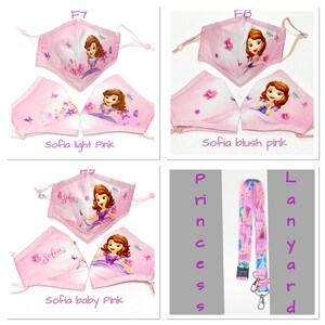 Kids Frozen Elsa Cotton Face Masks W/ Filter N Chin Cover N Lanyard ...