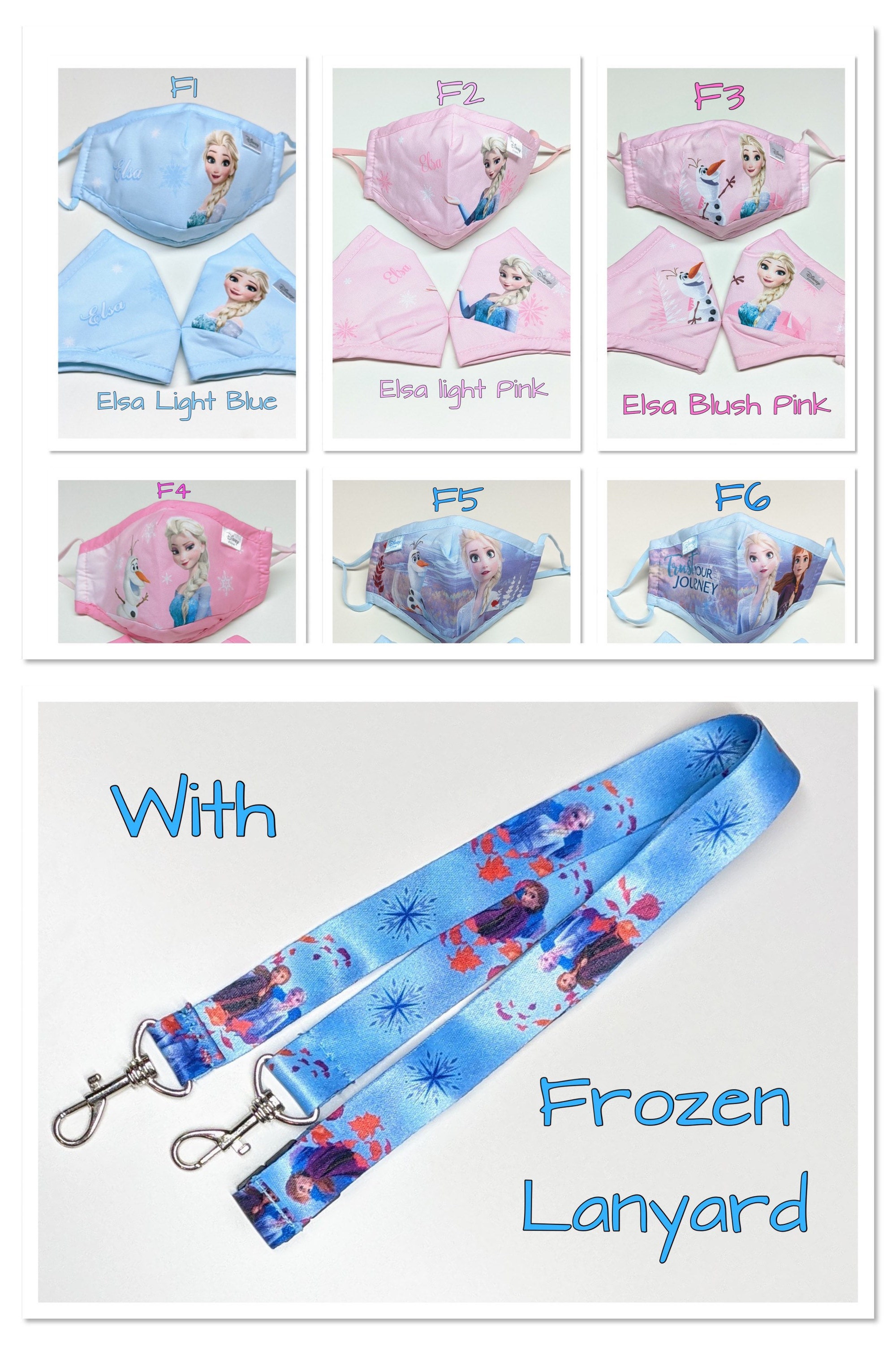 Kids Frozen Elsa cotton Face Masks W/ filter n chin cover n | Etsy