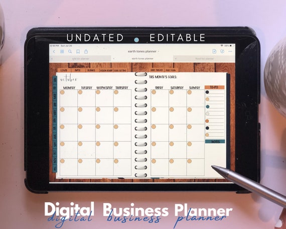 Digital Business Planner Neutral Theme Editable Undated | Etsy