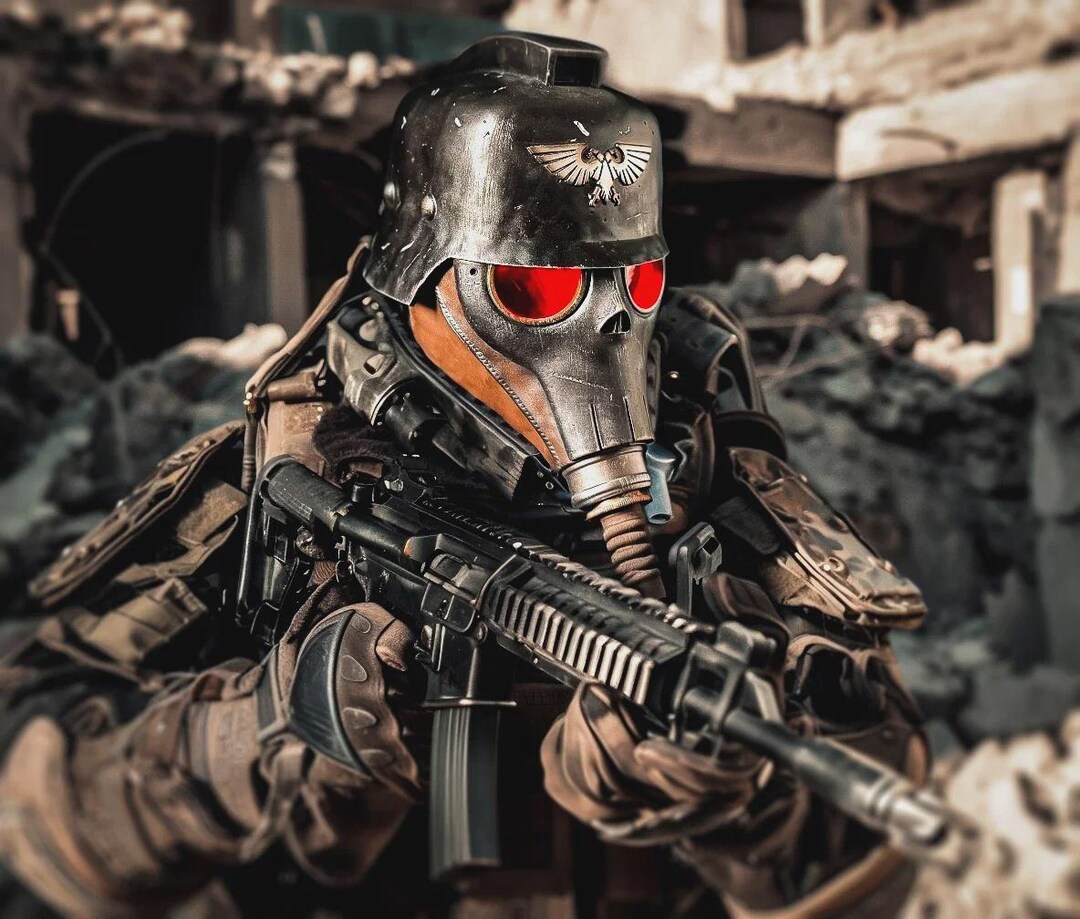 Casco del Cuerpo de la Muerte de Krieg, Granadero w40k, Cosplay de ...
