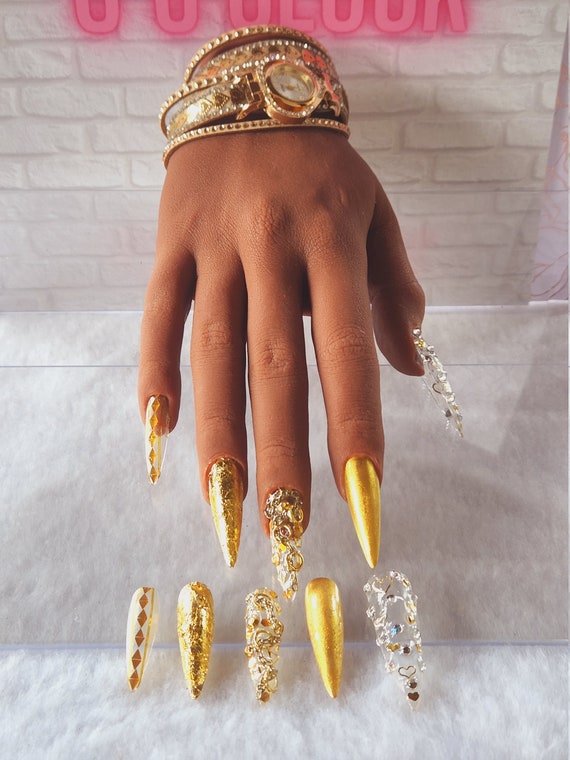 Gold Watch Nail Set Press on Nails Glue on Nails - Etsy