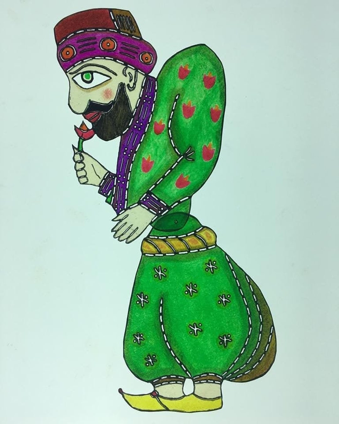 Tiryaki - the Smoker - Original Turkish Karagöz Shadow Theatre Puppet ...