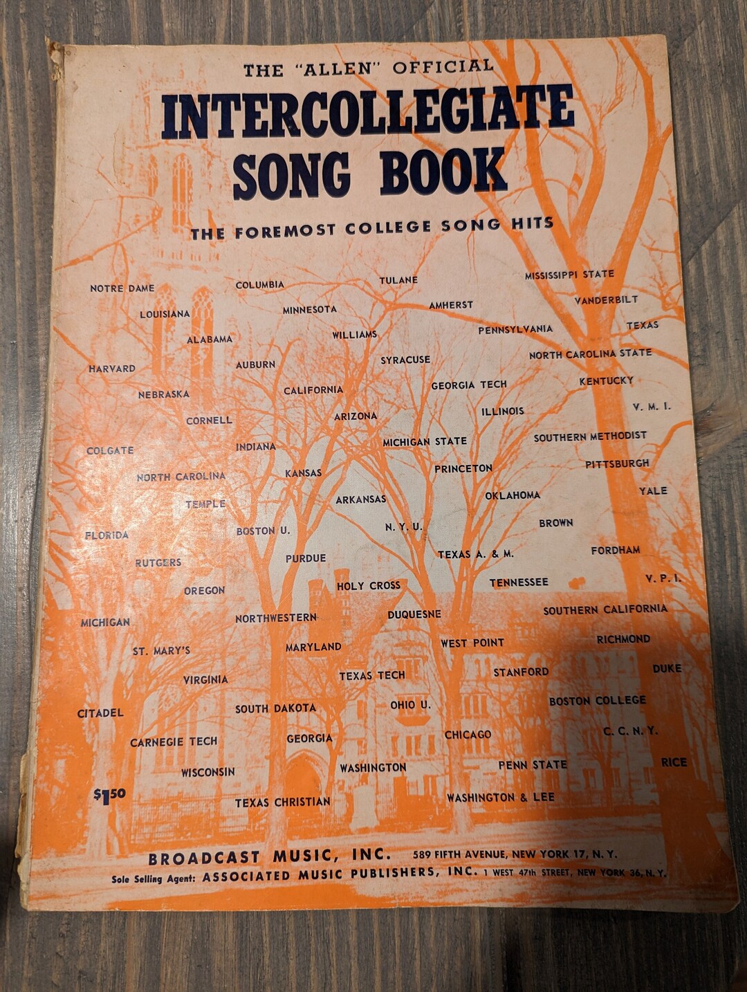 The allen Intercollegiate Song Book the Foremost College Song Hits - Etsy