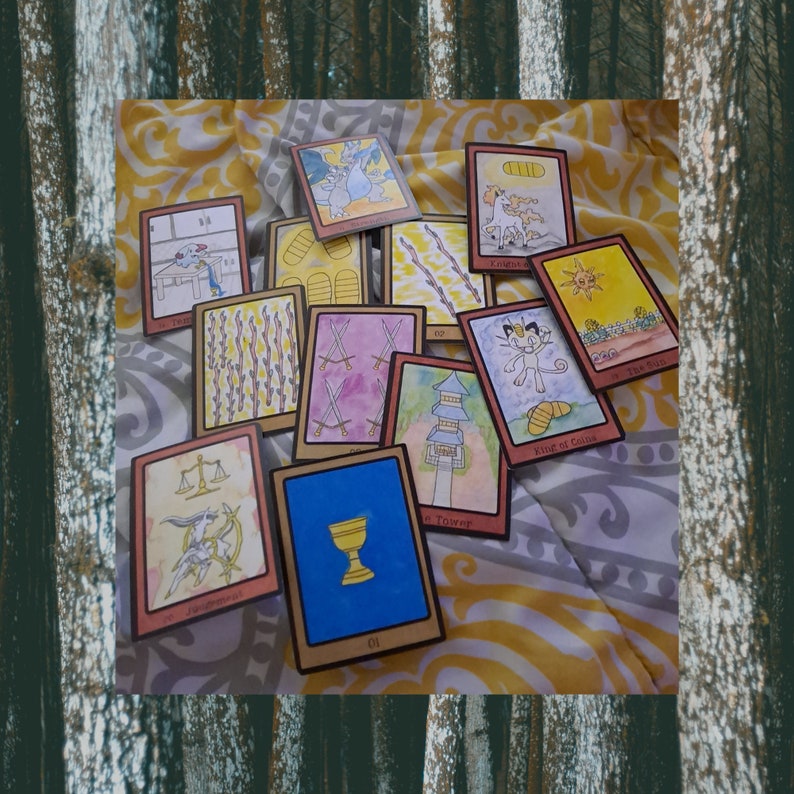 Water Color Hand-painted Pokemon Tarot Cards Digital - Etsy