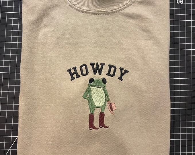 Howdy Cowboy Toad, Embroidered T-shirt, Western Style Embroidery, Frog ...