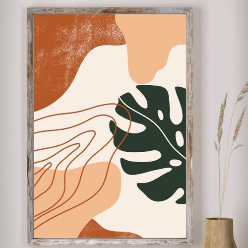 Wall Art Abstract Boho Art Print Living Room Print Mid Etsy