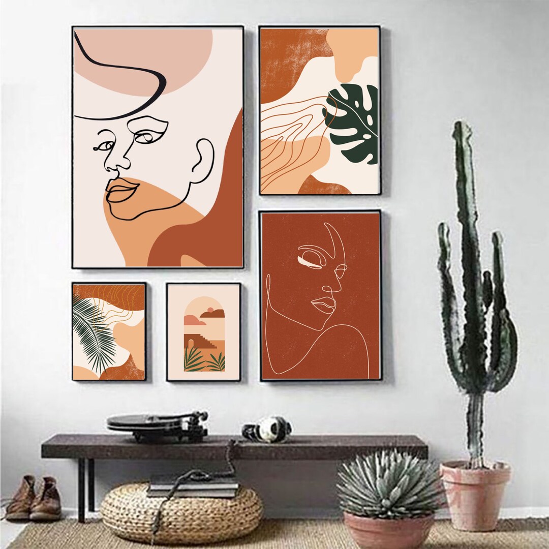 Printable Wall Art, Boho Mid Century Modern Wall Art, Gallery Wall Set ...