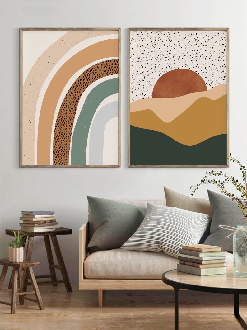 Wall Art Set Of 3 Abstract Boho Art Set Of 3 Prints Mid Etsy Canada