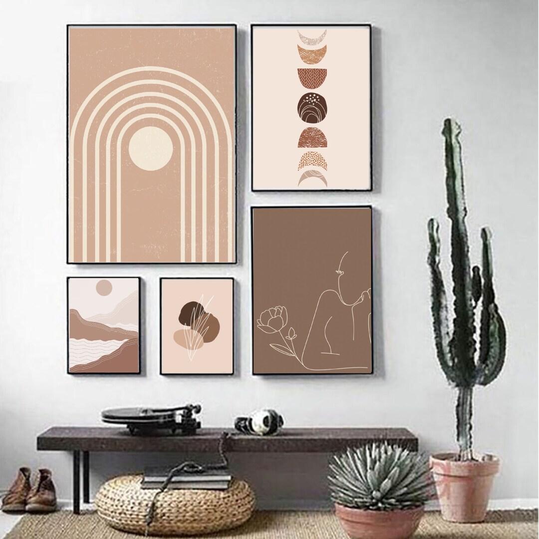 Printable Wall Art, Boho Mid Century Modern Wall Art, Gallery Wall Set ...