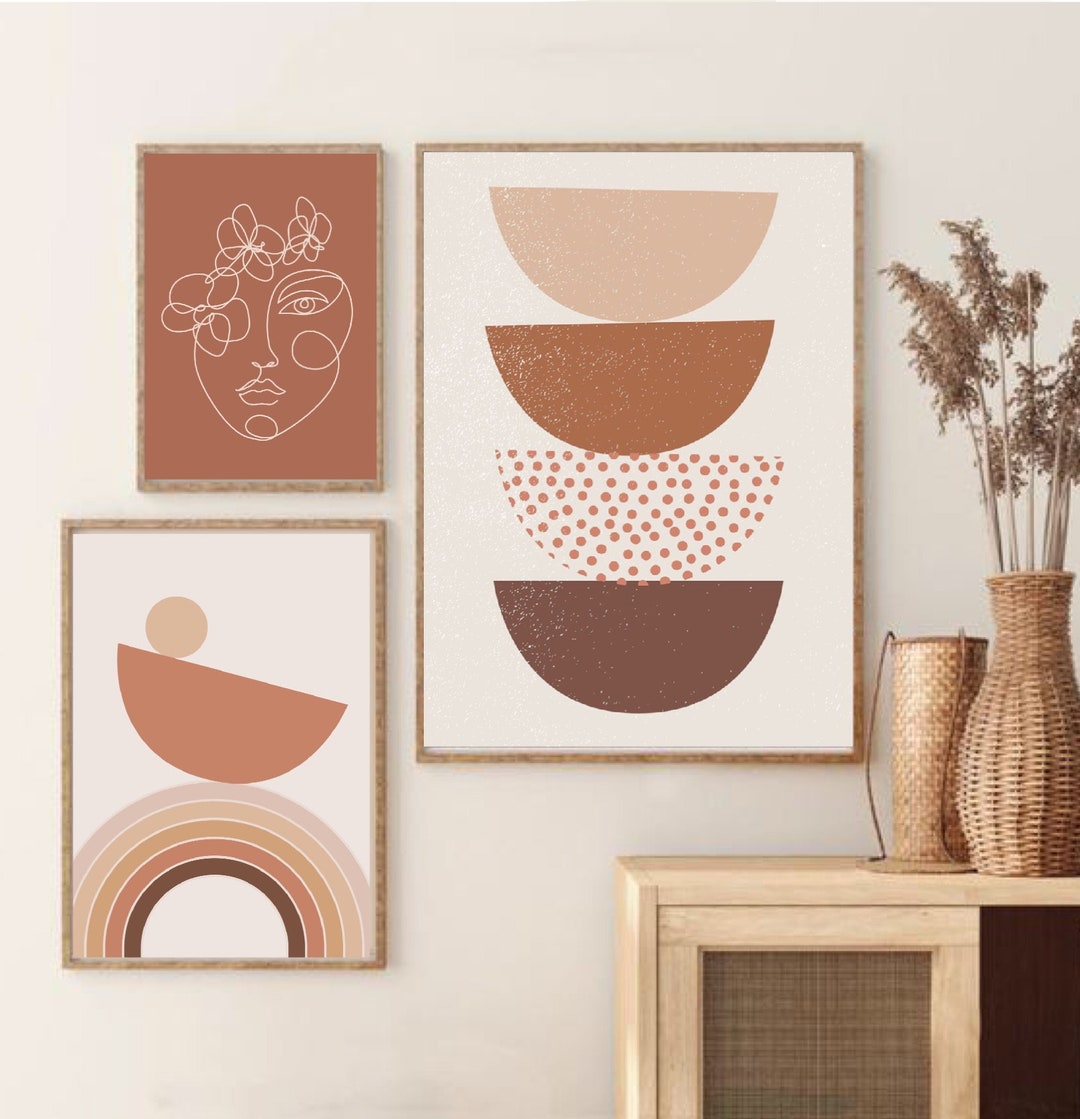 Printable Wall Art, Boho Mid Century Modern Wall Art, Gallery Wall Set ...