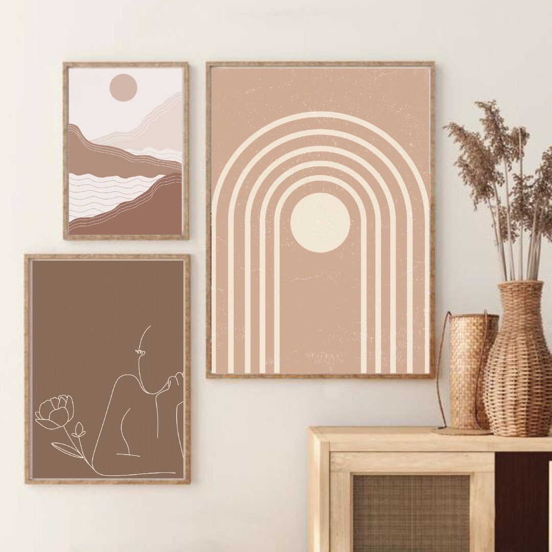 Printable Wall Art, Boho Mid Century Modern Wall Art, Gallery Wall Set ...