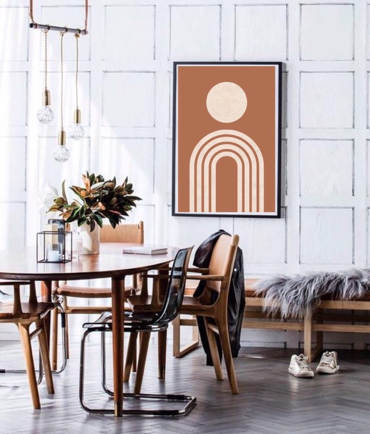 Wall Art Abstract Boho Art Print Living Room Print Mid | Etsy