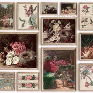 2000 Wall Art Set for Home Decor, Bundle Vintage Original Oil Painting ...