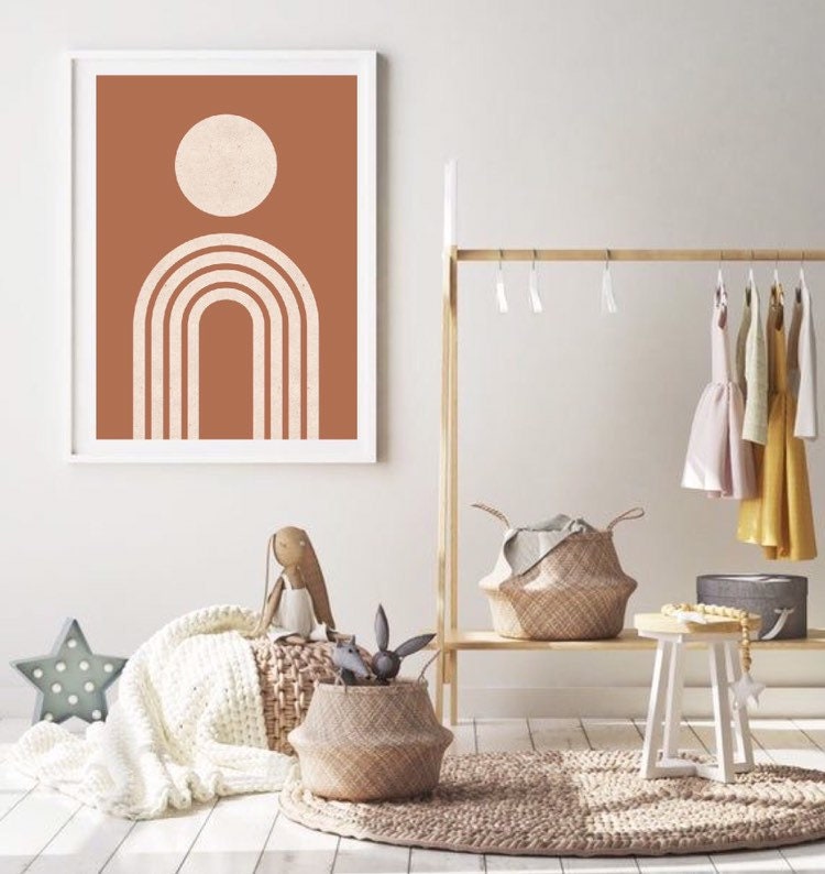 Wall Art Abstract Boho Art Print Living Room Print Mid | Etsy