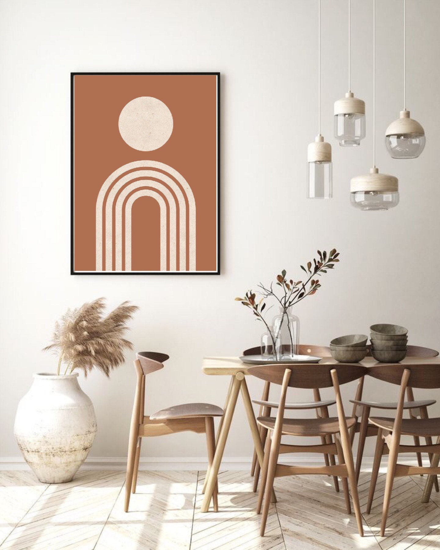 Wall Art Abstract Boho Art Print Living Room Print Mid | Etsy