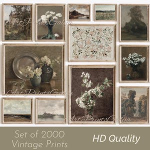 2000 Wall Art Set for Home Decor, Bundle Vintage Original Oil Painting ...