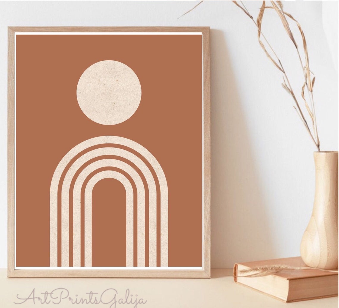 Wall Art Abstract Boho Art Print Living Room Print Mid | Etsy