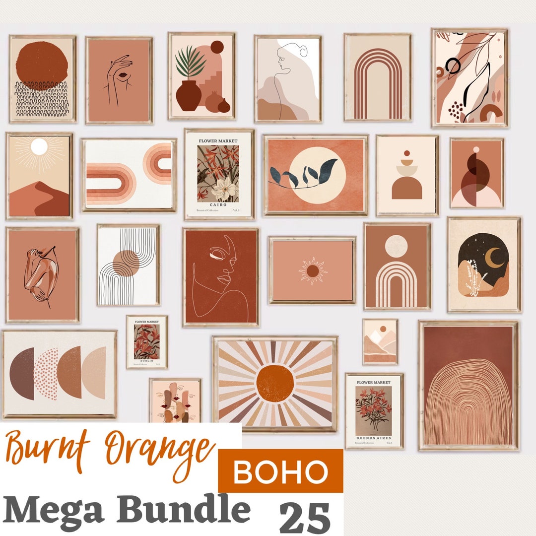 25 MEGA BUNDLE Printable Wall Art, Eclectic Boho Mid Century Modern ...
