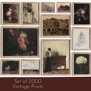 2000 Wall Art Set for Home Decor, Bundle Vintage Original Oil Painting ...