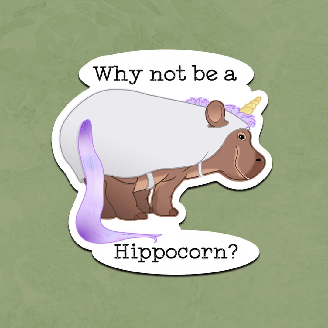 Hippocorn Vinyl Sticker, Hippo Sticker, Hippo Costume Sticker - Etsy