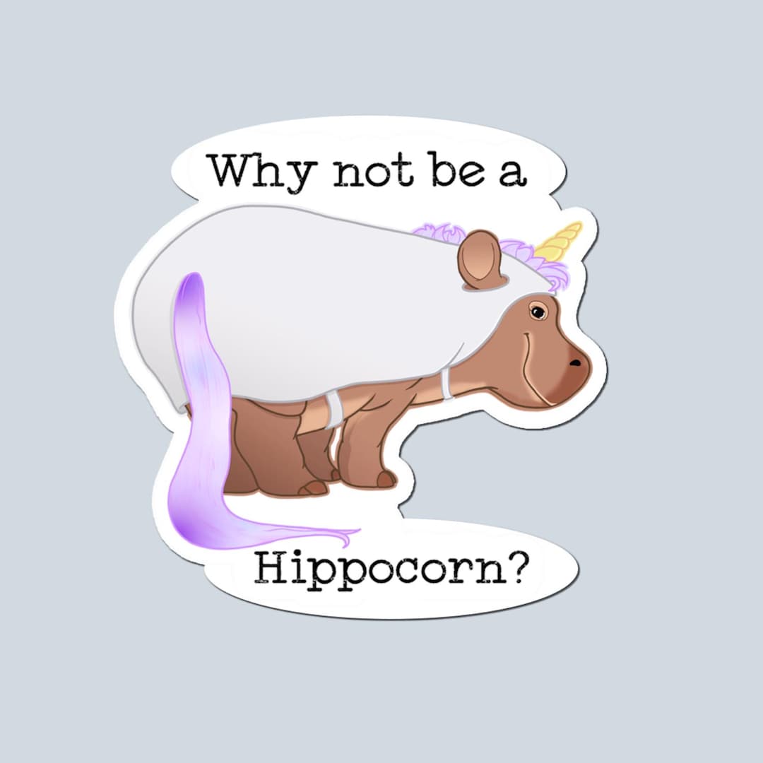 Hippocorn Vinyl Sticker, Hippo Sticker, Hippo Costume Sticker - Etsy