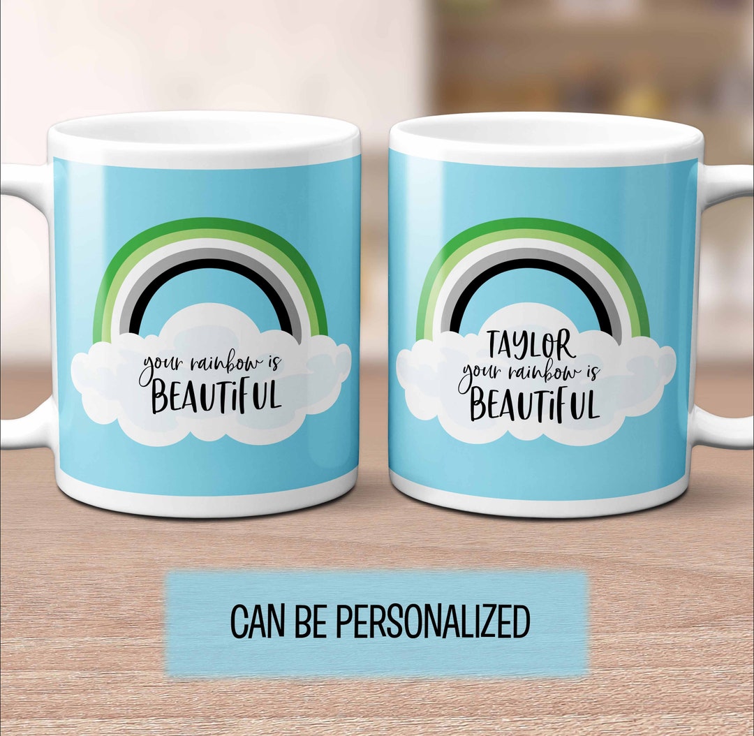 Aromantic Pride Rainbow Mug With Optional Personalization, Custom Aro ...