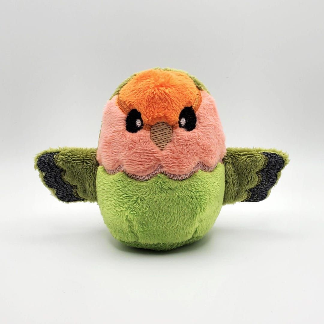 Bandit Worry Borb, Lovebird Plush, Parrot Plush, Anxiety Plush, Peach ...