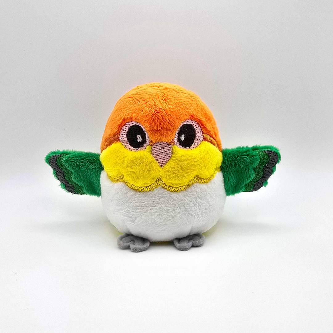 Stomper the White Bellied Caique Plush, Parrot Plushie, Handmade Toy ...