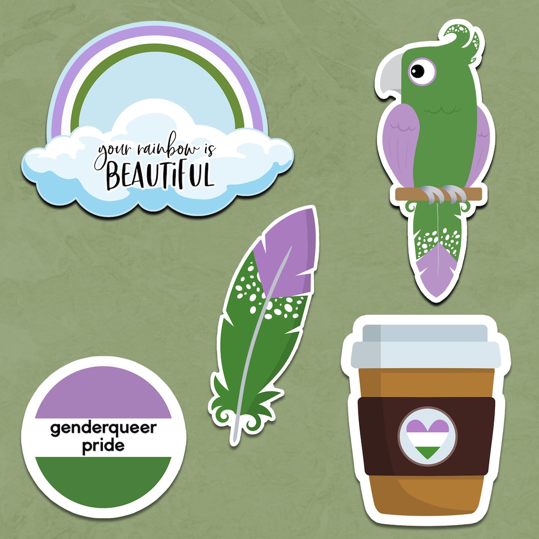 Genderqueer Pride Sticker Collection, Genderqueer Sticker, Genderqueer ...