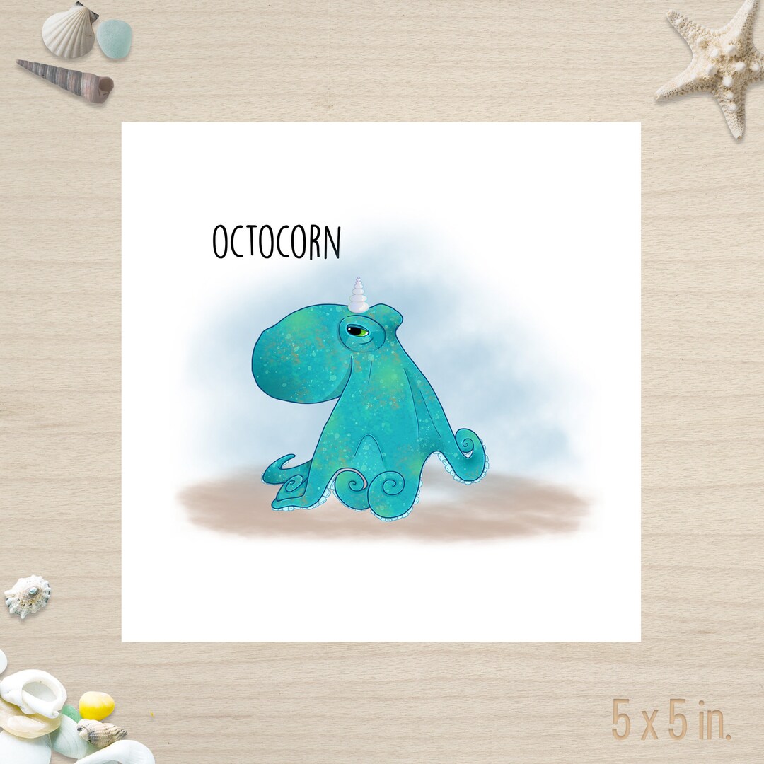 Octocorn art print Disponible en tamaños de 5x5 y 6x8 - Etsy España