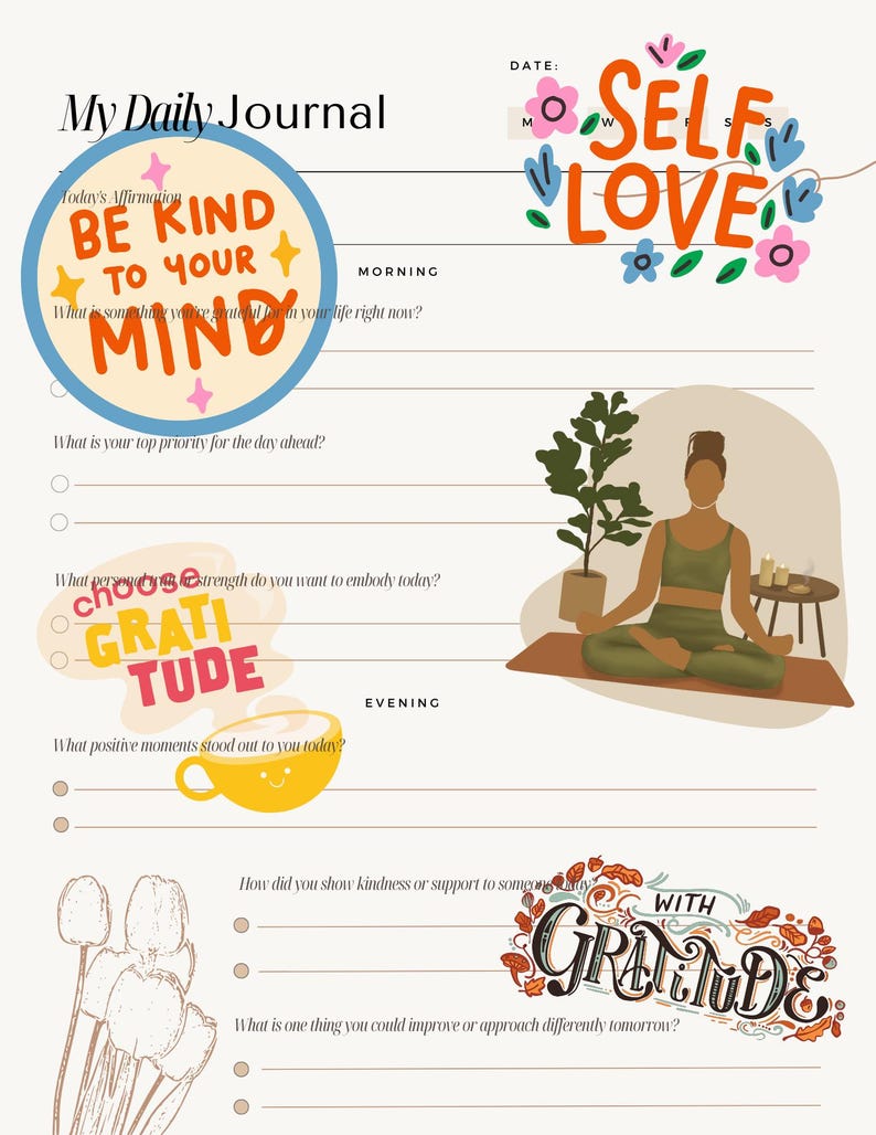 My Daily Journal Template – Printable Morning & Evening Reflection ...