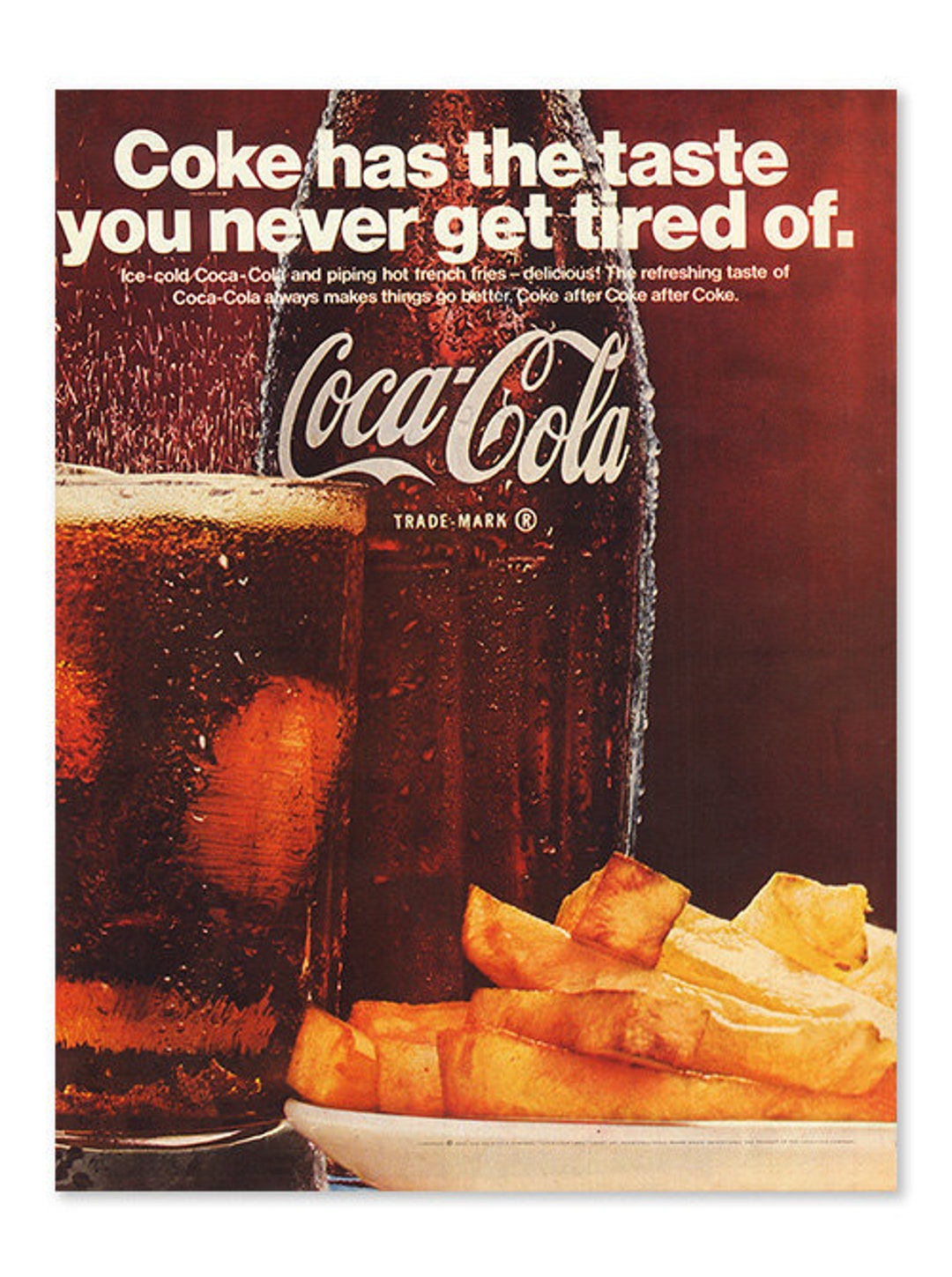 COLA VINTAGE AD | Retro Cola Poster, Kitchen Wall Art Decor, Barware ...