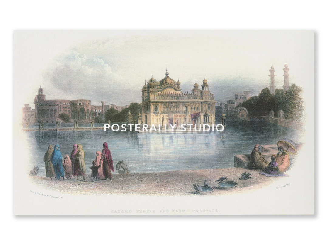 Golden Temple Engraving | Ethnic Prints, Indian Engraving, Vintage Wall ...
