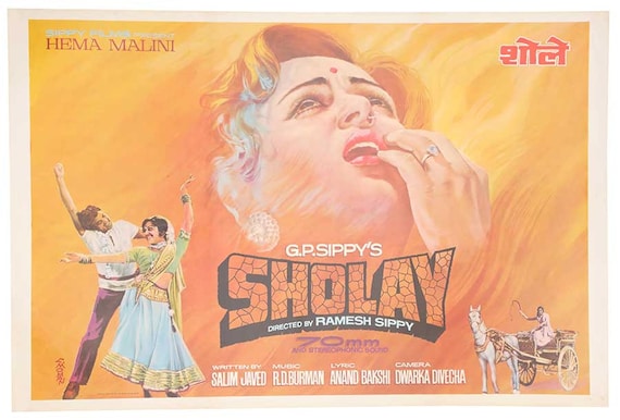 Sholay Movie ORIGINAL BOLLYWOOD POSTER Indian Cinema | Etsy